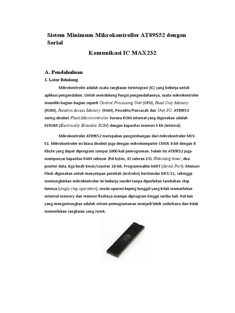 Sistem Minimum Mikrokontroller AT89S52 Dengan Serial | PDF