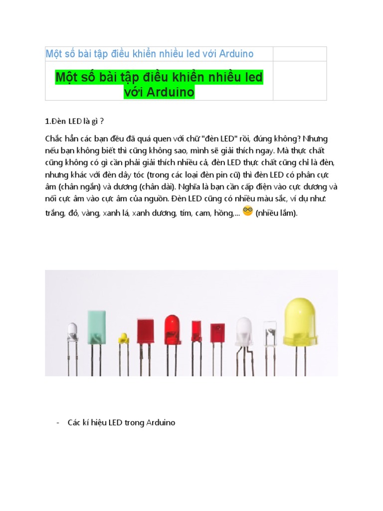 Một Số Bài Tập Điều Khiển Nhiều Led Với Arduino | PDF