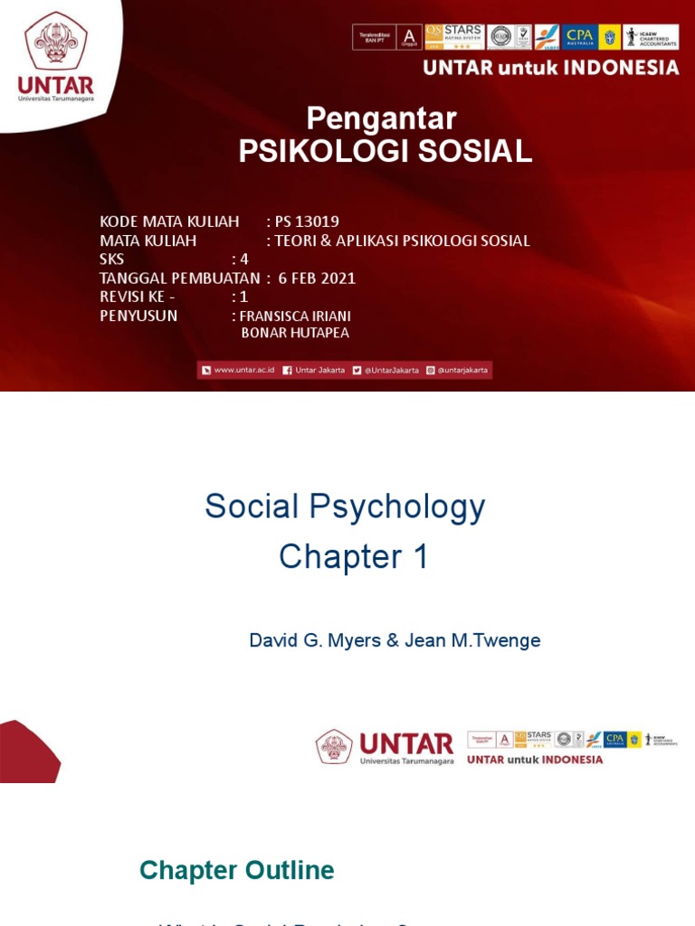1-PERTEMUAN 1 PSI SOSIAL. (9,10,11,12 Fe) pptx-1 | PDF | Social Psychology | Psychology