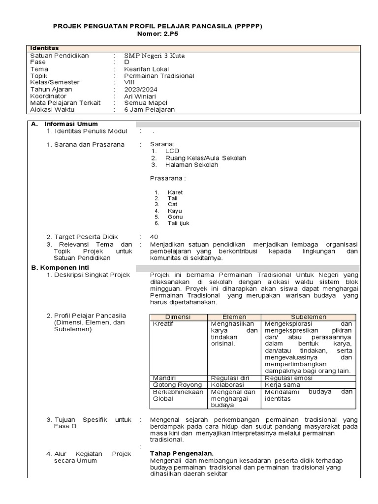 Permainan Tradisional SMPN 3 Kuta | PDF