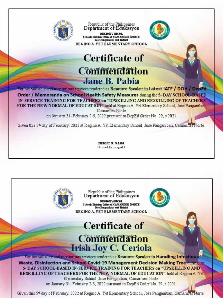 Certificate of Commendation for Speakers | PDF | Learning