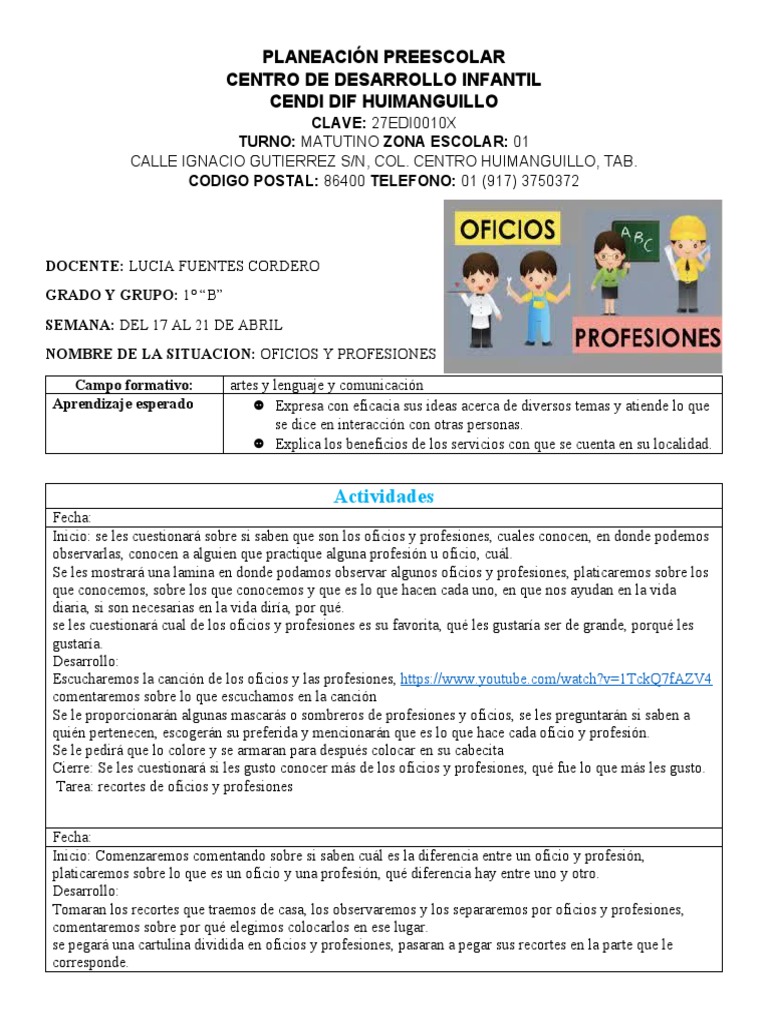 Oficios y Profesiones Primero | PDF