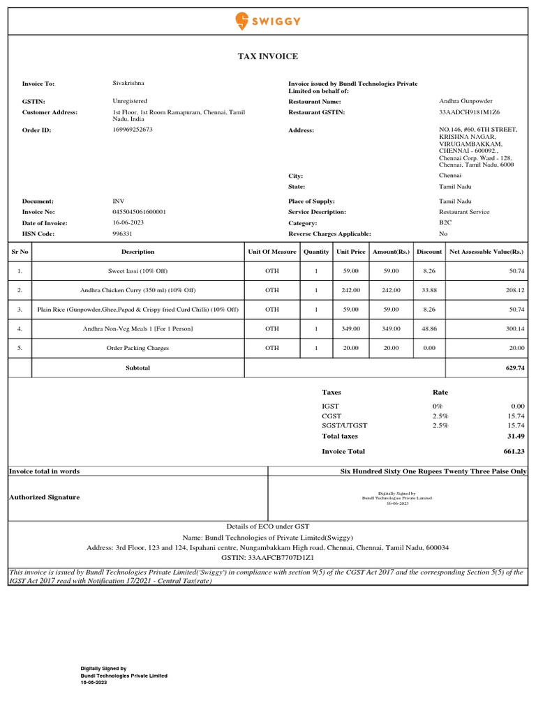 Tax Invoice: Taxes Rate | PDF | Invoice | Government Finances
