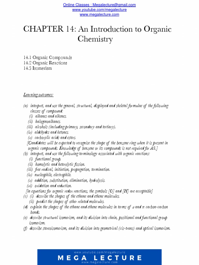 Chapter 14 - An Introduction To Organic Chemistry | PDF | Isomer | Alkane
