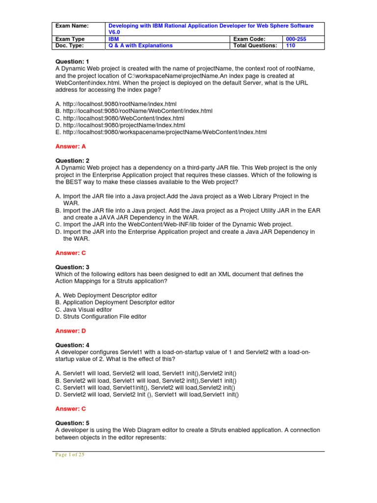 Answer: A: Exam Name: Exam Type Exam Code: Doc. Type: Total Questions ...