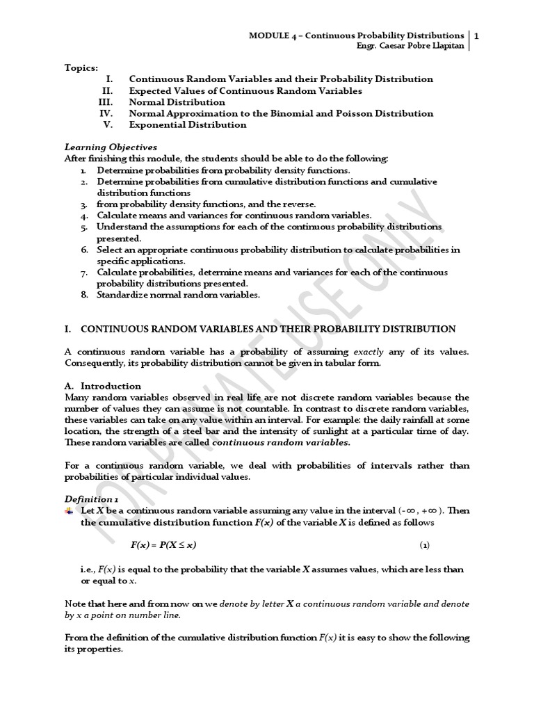 MODULE+4+ +Continuous+Probability+Distributions+2022+ | PDF ...