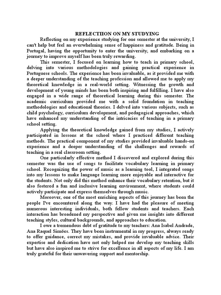 Reflecting On My Studying | PDF | Learning | Pedagogy