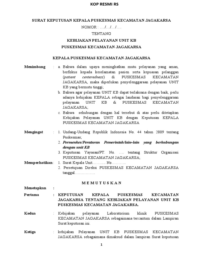 Kebijakan Pelayanan KB Jagakarsa | PDF