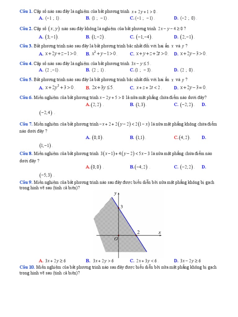 Bat Phuong Trinh Va He BPT Bac Nhat 2 An | PDF