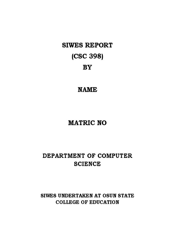 Tobi - SIWES REPORT | PDF | Computer Network | Educational Assessment