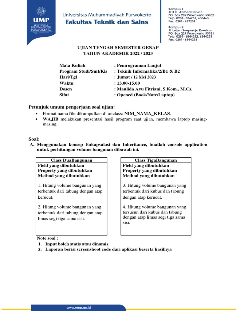 UTS Pemrograman Lanjut 2023 | PDF | Komputer