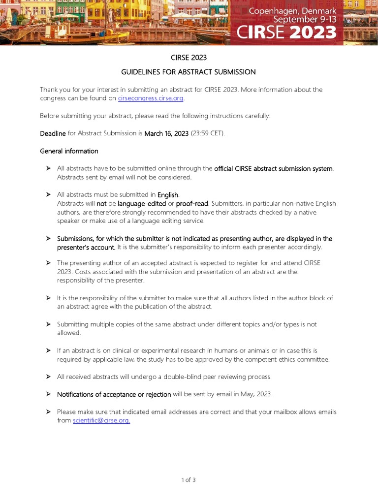 Cirse 2023 Abstract Submission Guide | PDF | Systematic Review ...