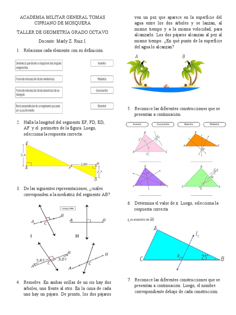 taller geometría octavo | PDF | Triángulo | Geometría Elemental