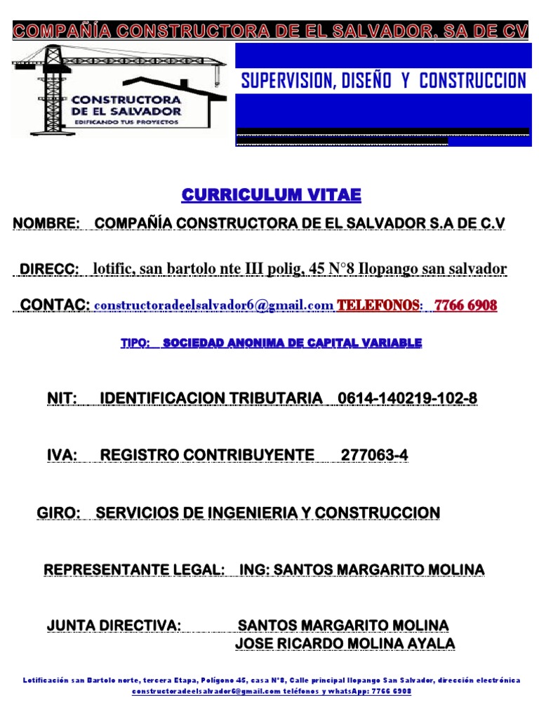 Curriculum Constructora | PDF | Economias