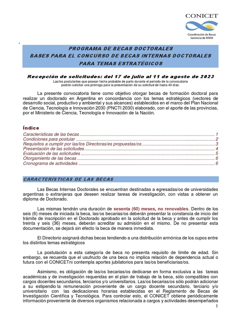 BASES DOC TEMAS ESTRATEGICOS 2023 - 63bcc4357734e4c6b9 | PDF | Doctorado