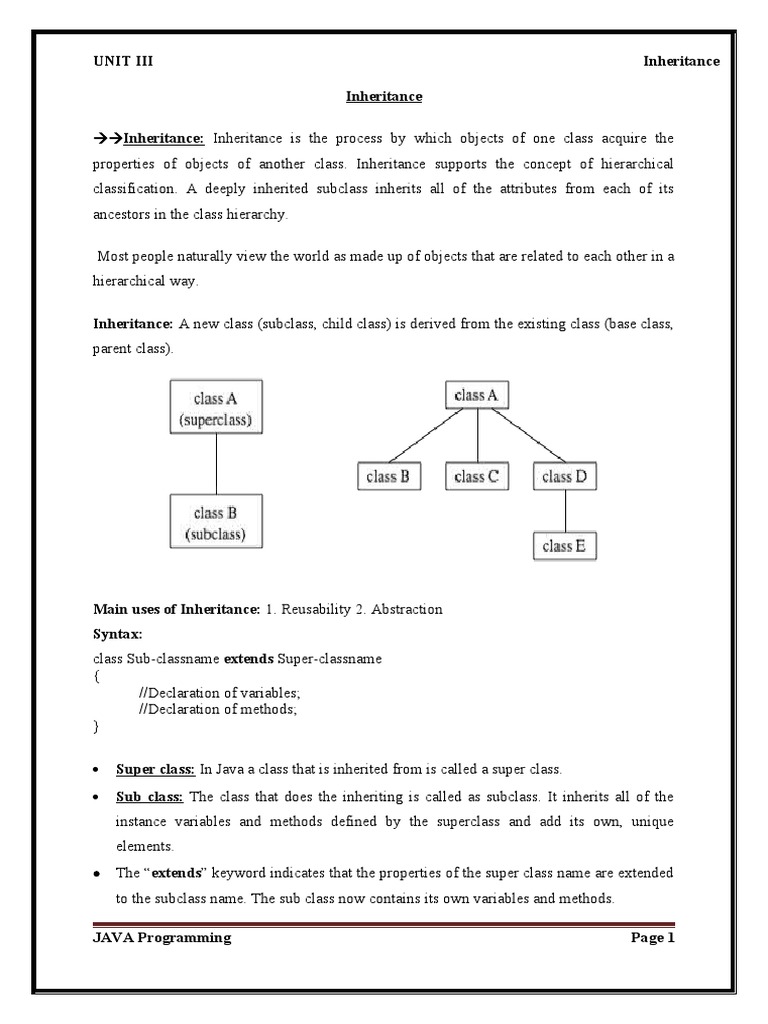 Unit Iii Pdf Inheritance Object Oriented Programming Class 8475