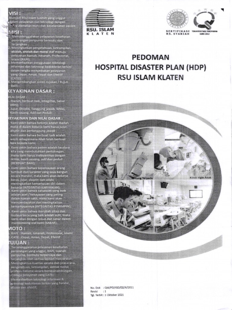 Pedoman Hospital Disaster Plan | PDF