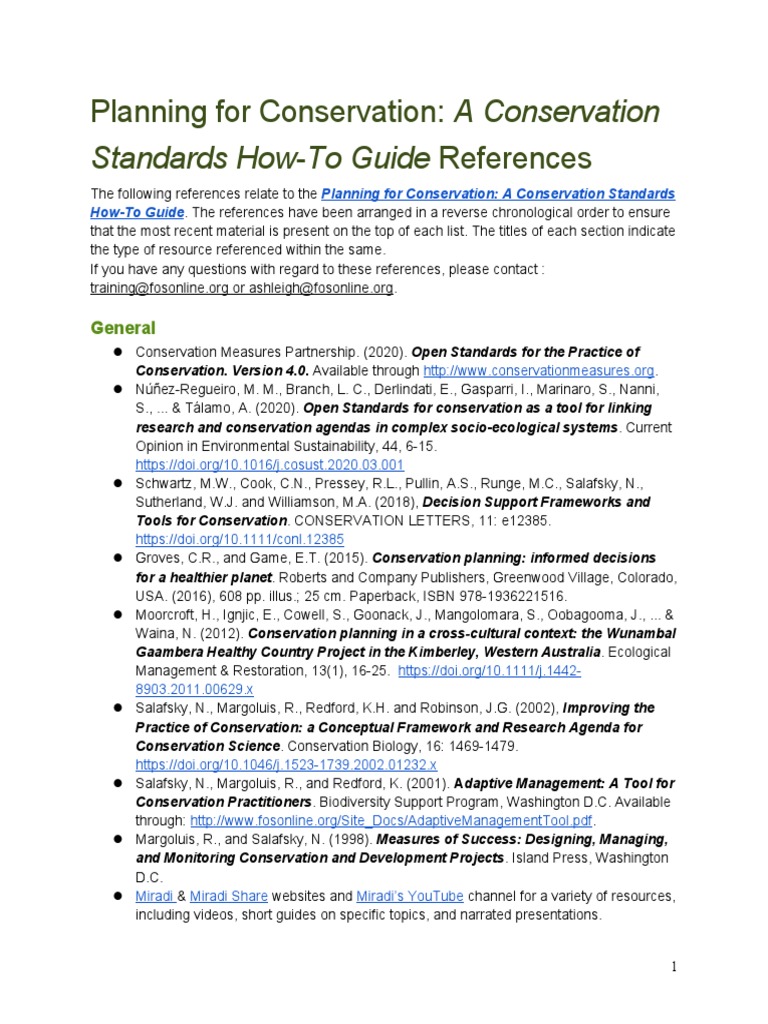 Conservation Planning Reference Guide | PDF | Conservation Biology ...