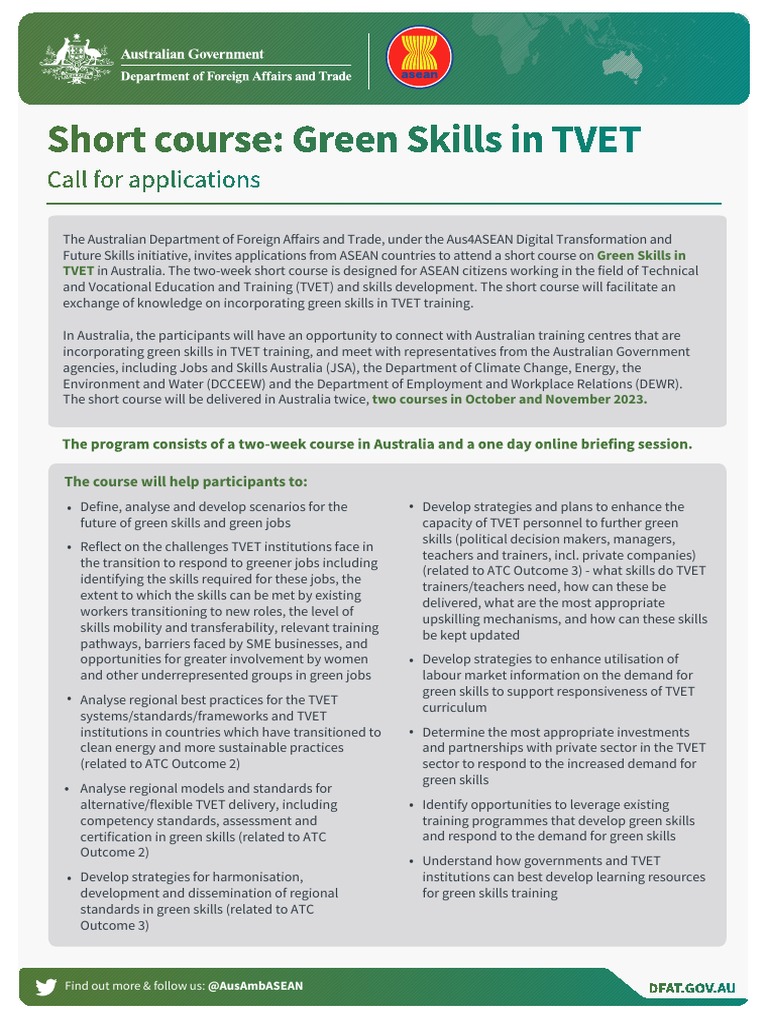 ASEAN Short Course-Green Skills in TVET-final | PDF | Learning