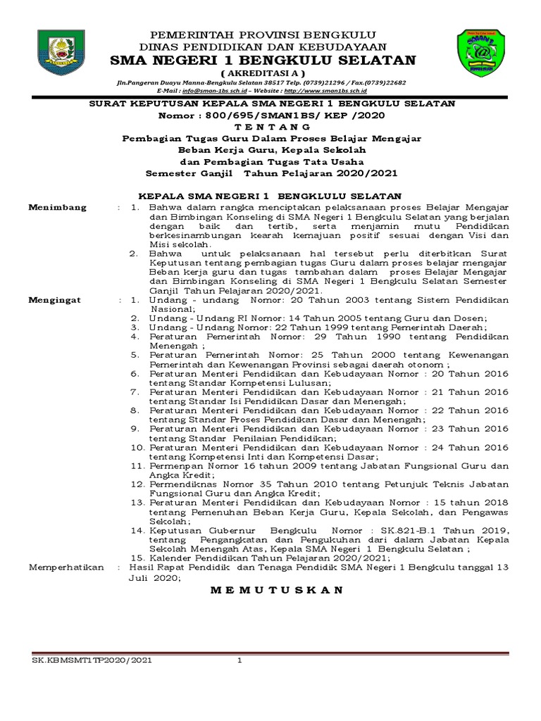 Sk. TH Pelajaran 20202021 | PDF