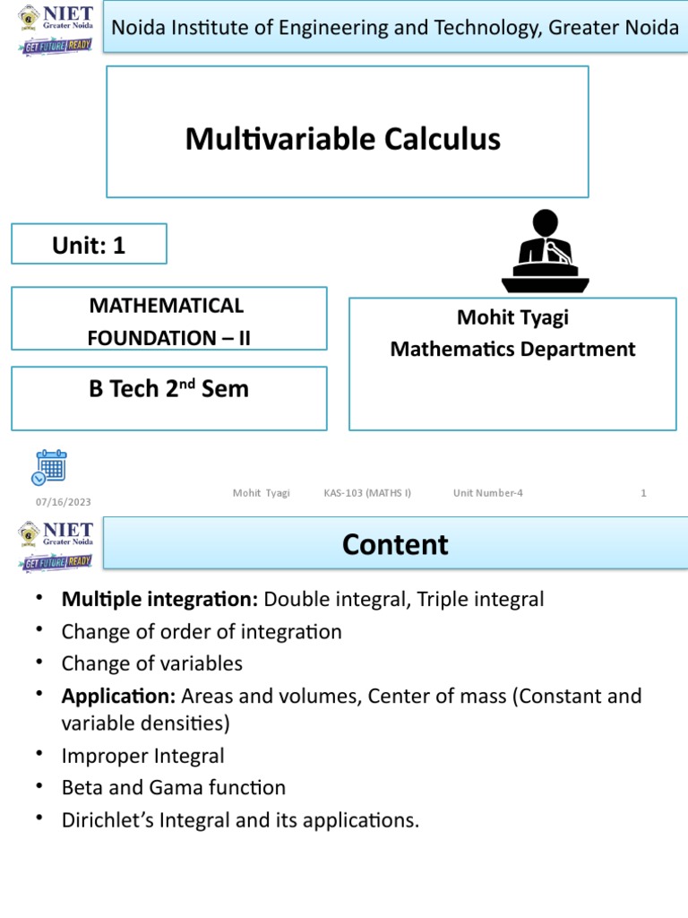 Module 1 Multivariable Calculus Pdf Engineering Integral