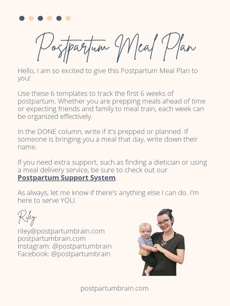 Postpartum Meal Plan | PDF