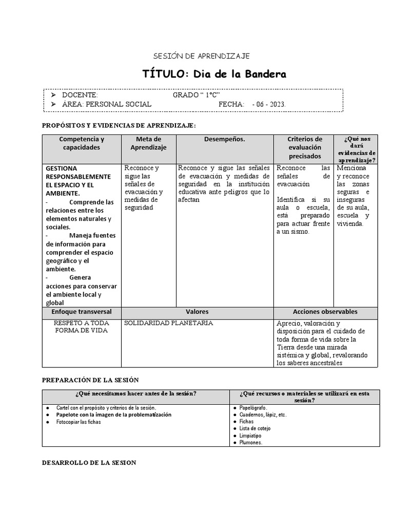 Sesión de Aprendizaje P.S. | PDF | Aprendizaje | Cognición Sesión de Aprendizaje P.S. | PDF | Aprendizaje | Cognición