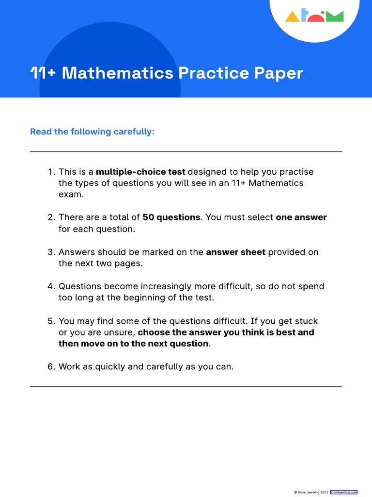11+ Maths Practice Paper | PDF | Elementary Geometry | Polytopes