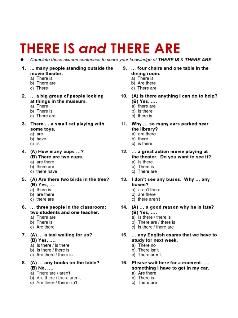 Grammar Quiz: There Is vs. There Are | PDF