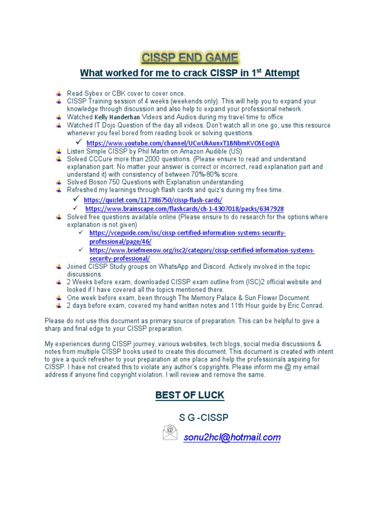 CISSP End Game | PDF | Classified Information | Information Security