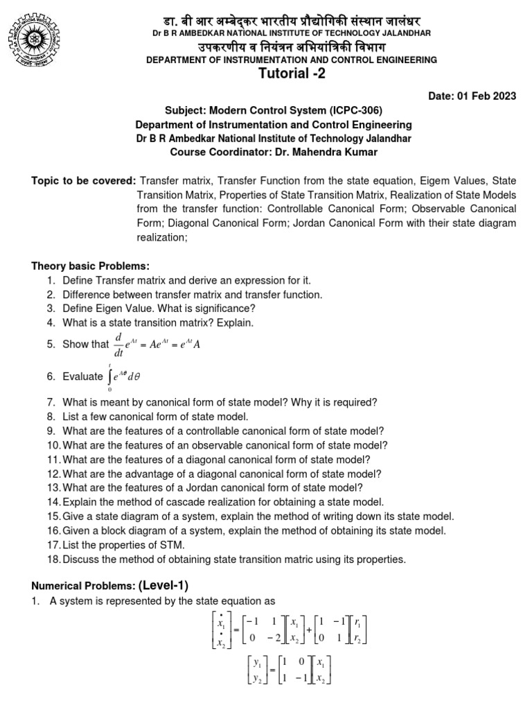 MCS - Tutorial 2 | PDF | Matrix (Mathematics) | Linear Algebra
