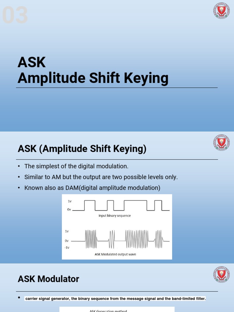 03 - Modulation and Coding Techniques - Amplitude Shift Keying | PDF ...