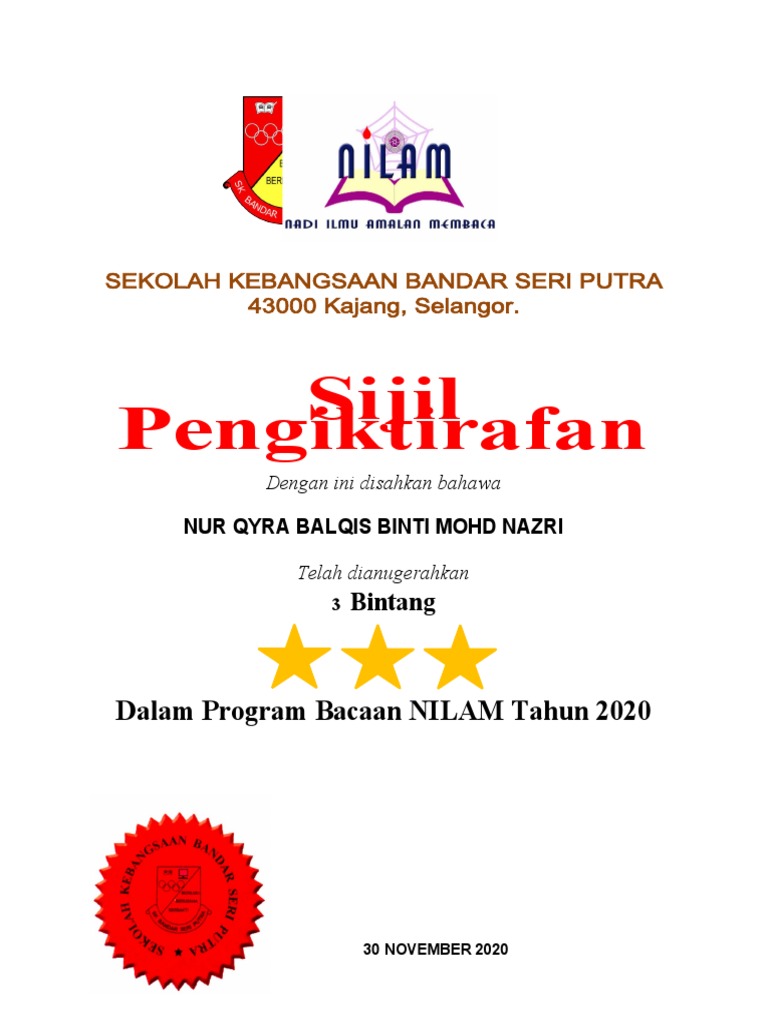 Sijil Nilam Tahun 2020 | PDF