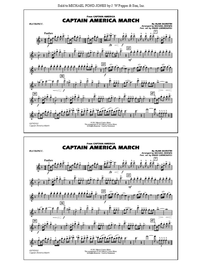 Captain America March - Flute | PDF