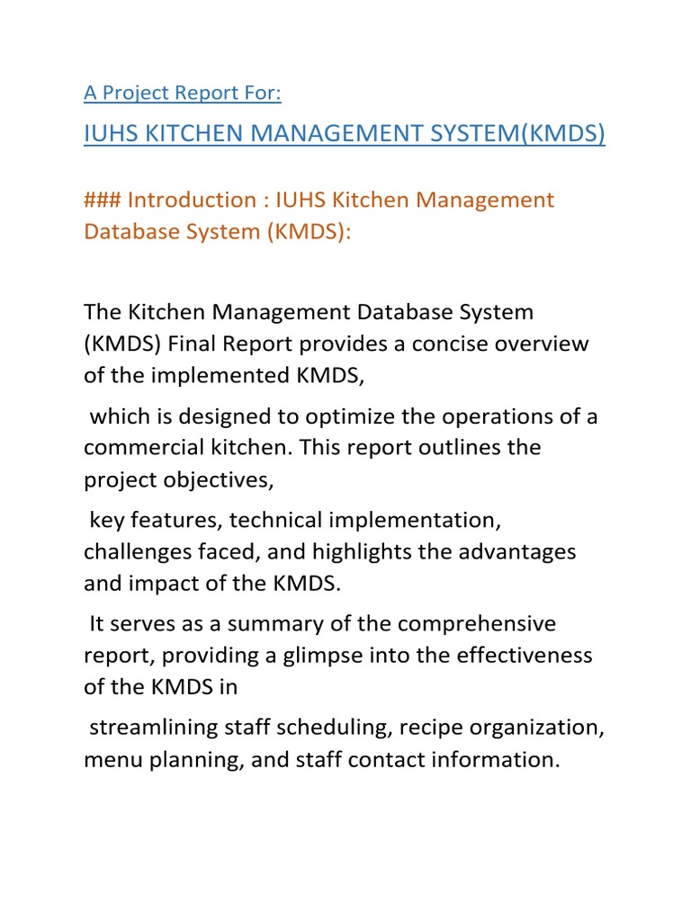 A Project Report For | PDF | Menu | Databases
