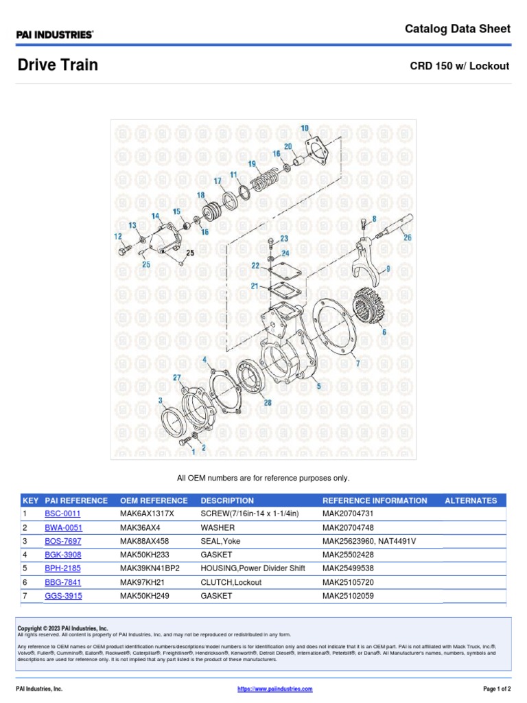 Pai - Catalog - Sheet - 1204 CRD150 LOCKOUT | PDF | Motor Vehicle ...