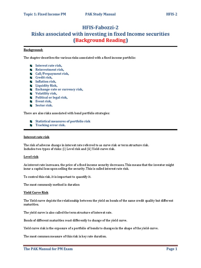 7.PAK-QFIPME-ToPIC1-HFIS-2 - Risks Associated With Fixed Inc Securities ...