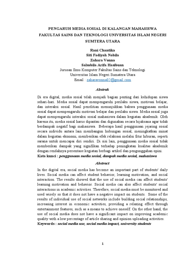 Jurnal Pengaruh Media Sosial Terhadap Mahasiswa | PDF