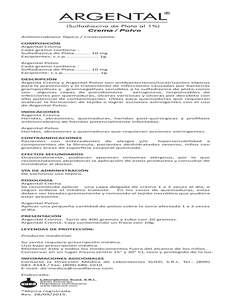 Argental Inserto WEB | PDF | Herida | Quemar