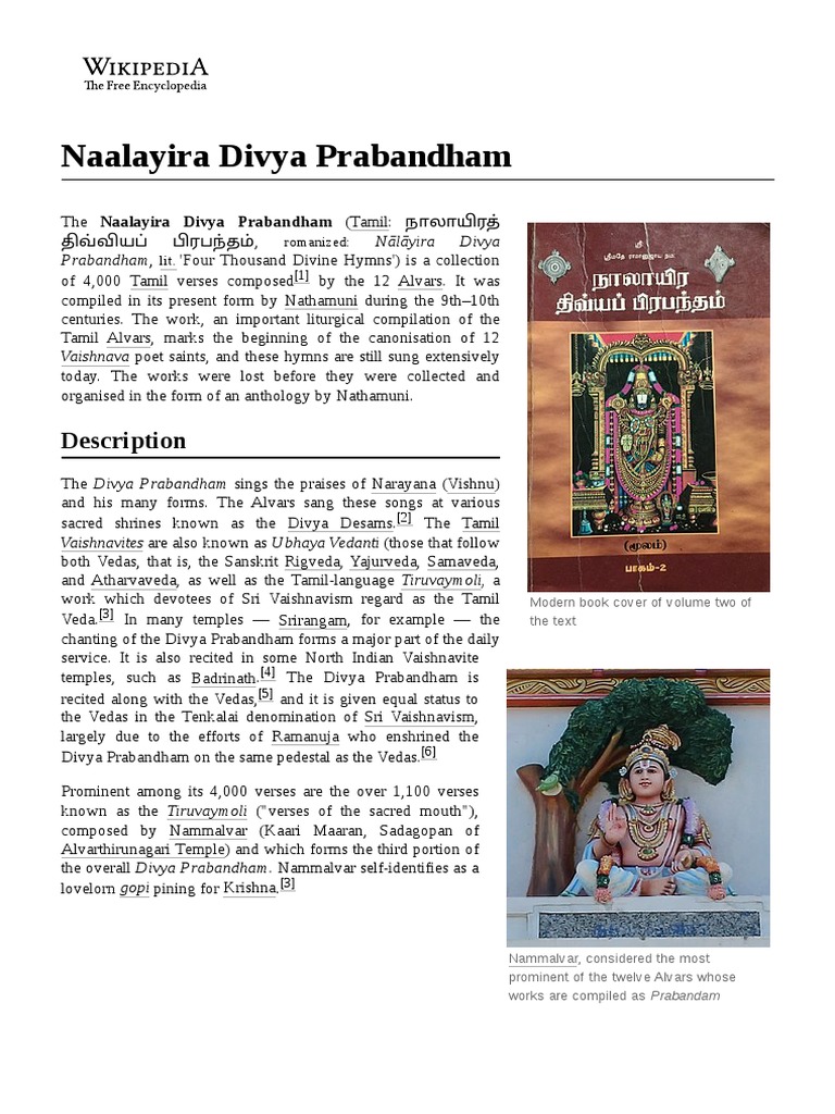 Nalayira Divya Prabandham Overview | PDF | Monotheistic Religions ...
