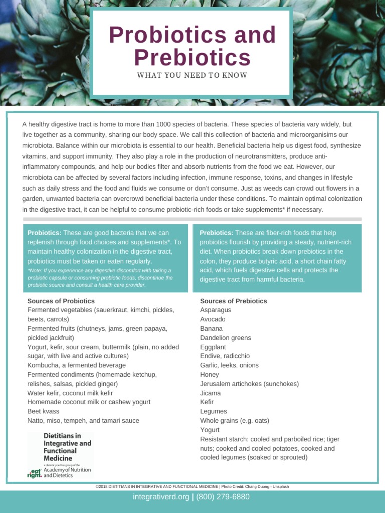 DIFM Probiotic and Prebiotic Handout FINAL2018 | PDF | Probiotic | Pickling