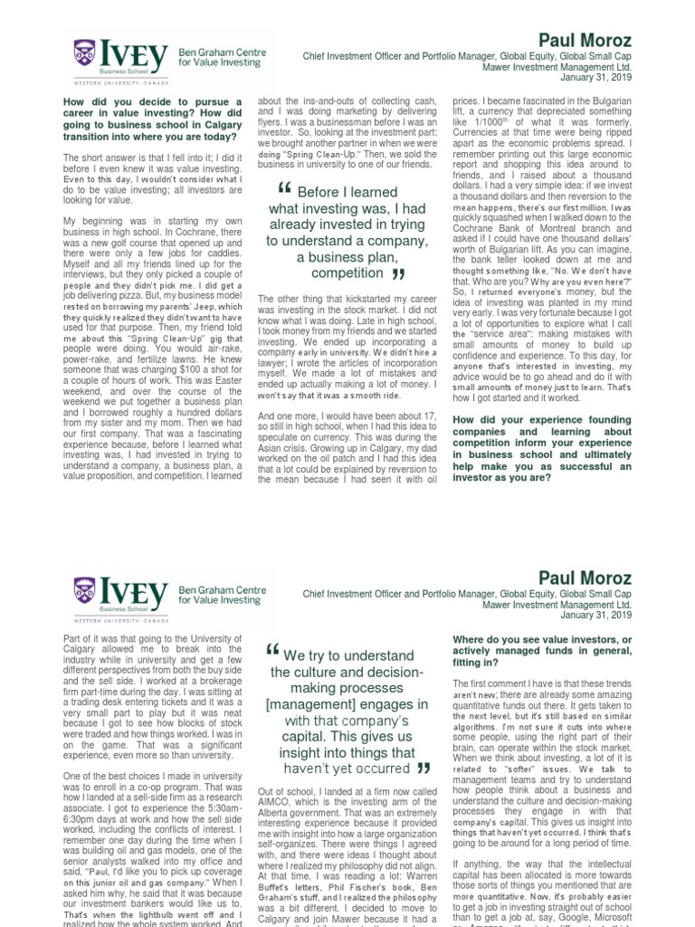 Paul-Moroz Transcription | PDF | Investing | Valuation (Finance)