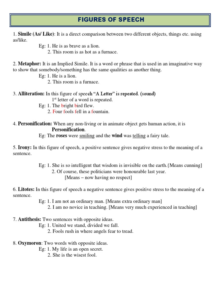 Figures of Speech | PDF | Rhetorical Techniques | Poetic Devices