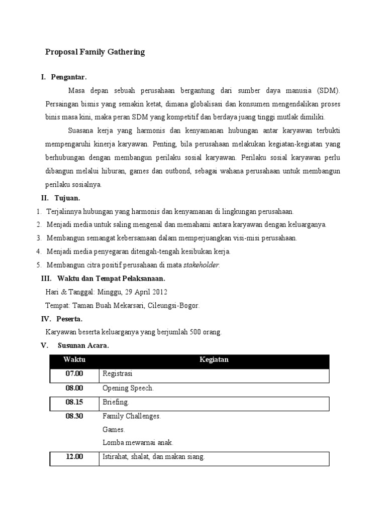 Proposal Family Gathering | PDF | Griya & Taman