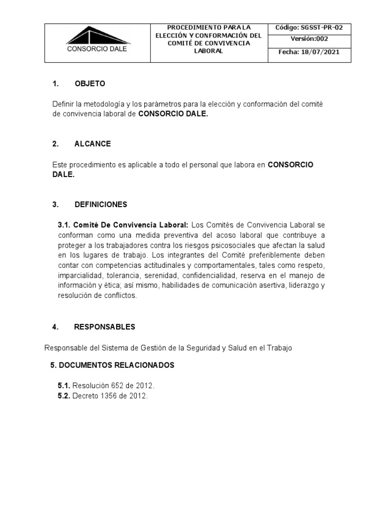 Procedimiento para La Elección y Conformación Del Comite de Convivencia | PDF
