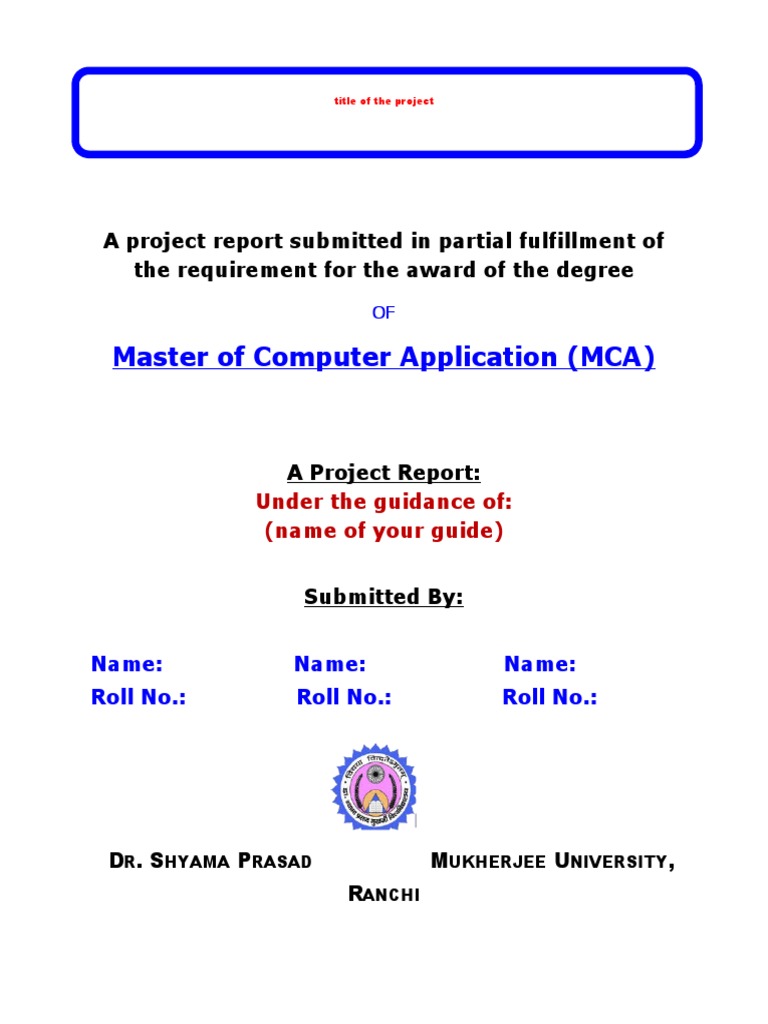 MCA Project Report Submission 2023 | PDF | Academic Degree | Educational Stages