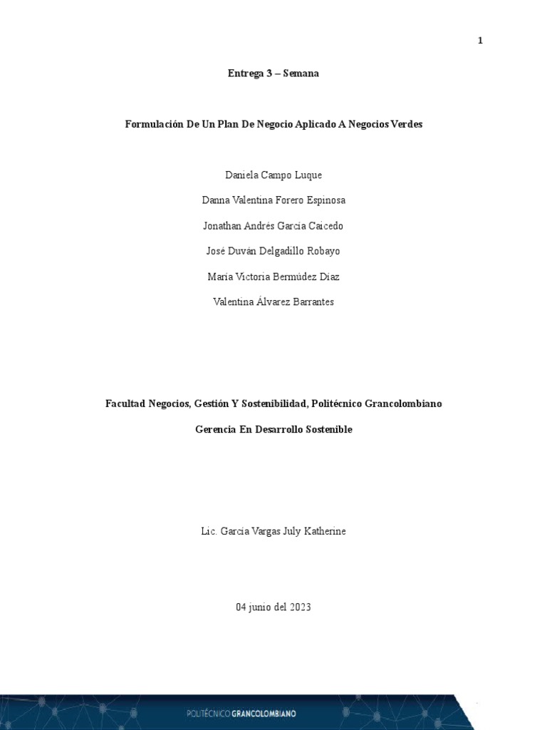 ENTREGA FINAL - Gerencia de Desarrollo Sostenible | PDF ENTREGA FINAL - Gerencia de Desarrollo Sostenible | PDF
