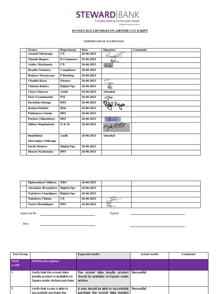 Econet Data Bundles On Airtime Uat Script | PDF | Information ...