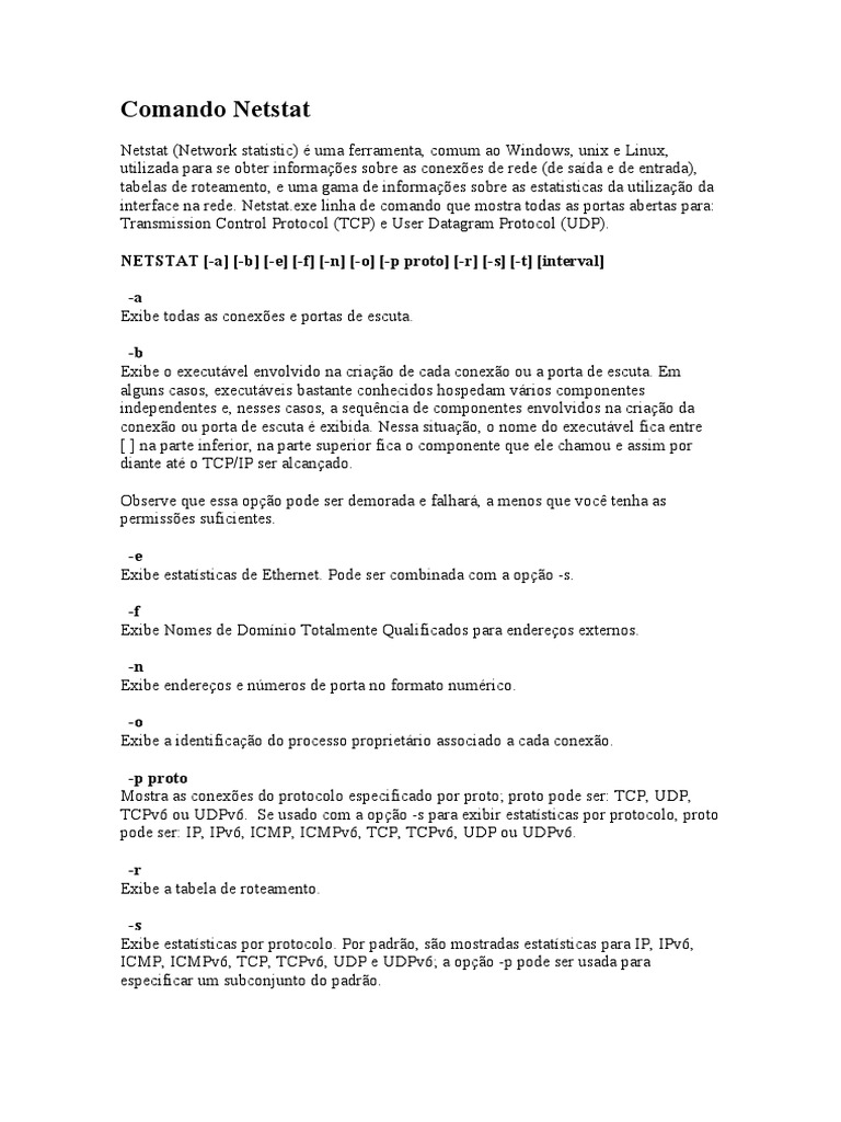 Comando Netstat | PDF