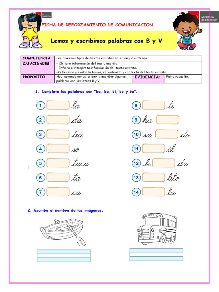 Ref Com Leemos Palabras Con B y V | PDF | Artes del Lenguaje y Comunicación
